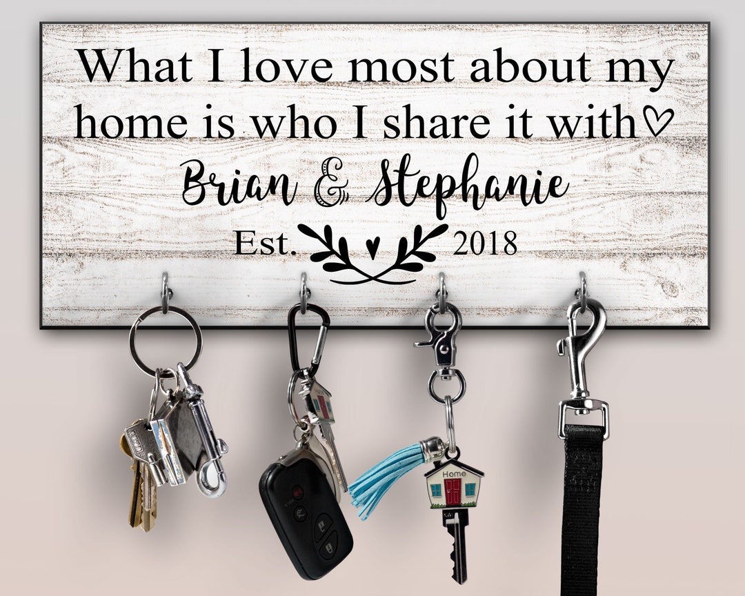 Personalized Key Ring Holder, Family Key Holder, Home Key Rack, Couples ...