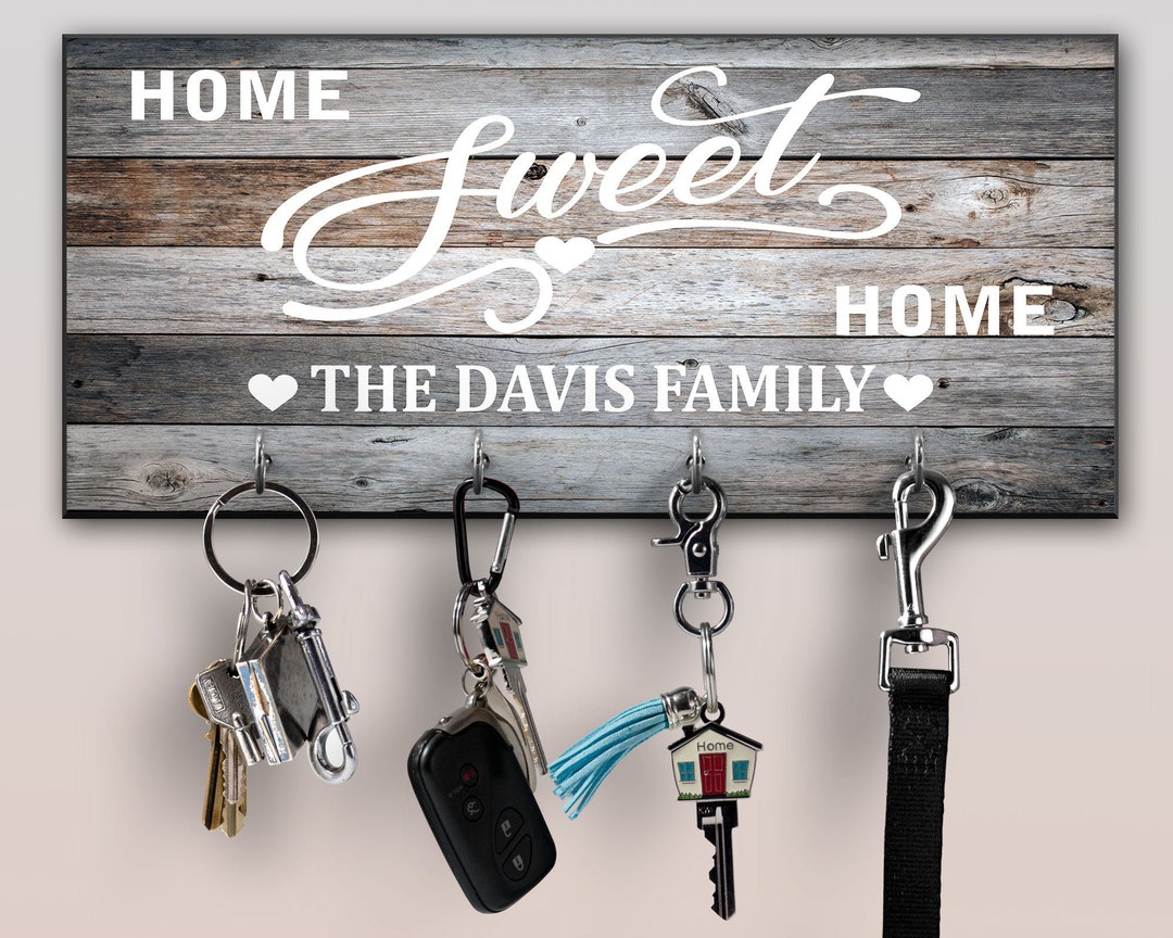 Personalized Key Ring Holder, Family Key Holder, Home Key Rack, Couples ...