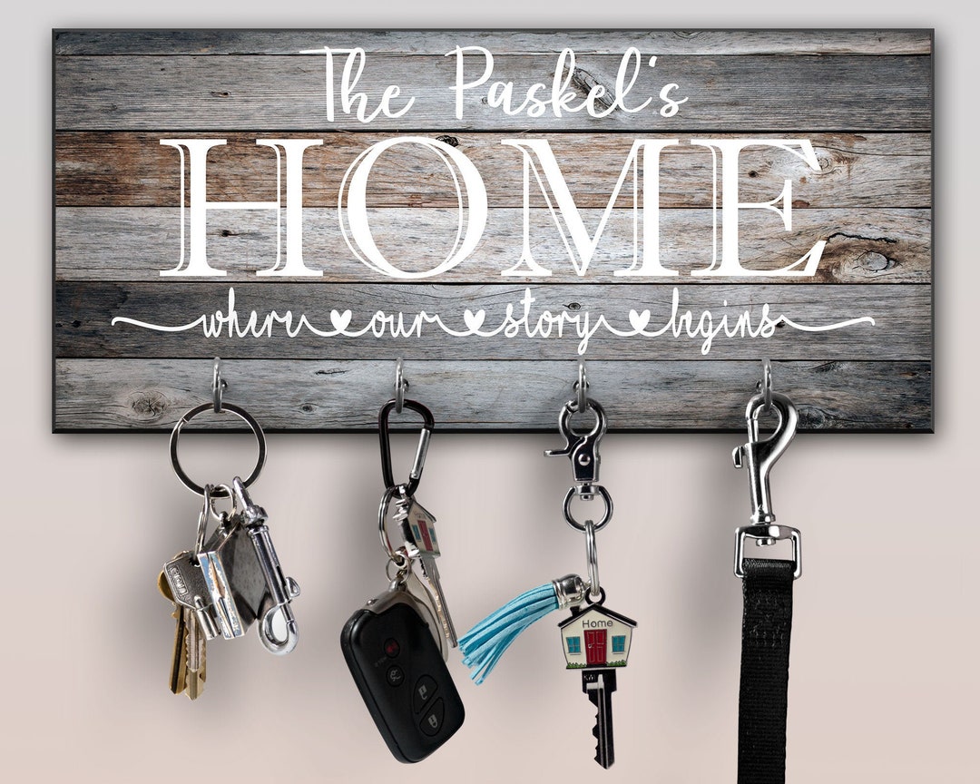 Personalized Key Ring Holder, Family Key Holder, Home Key Rack, Couples ...