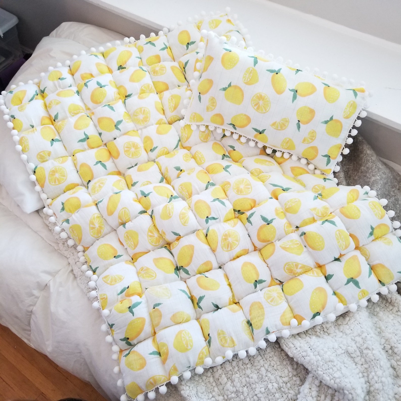 Lemon Blanket Nursery Bedding Lemon Bubble Quilt Puffy - Etsy
