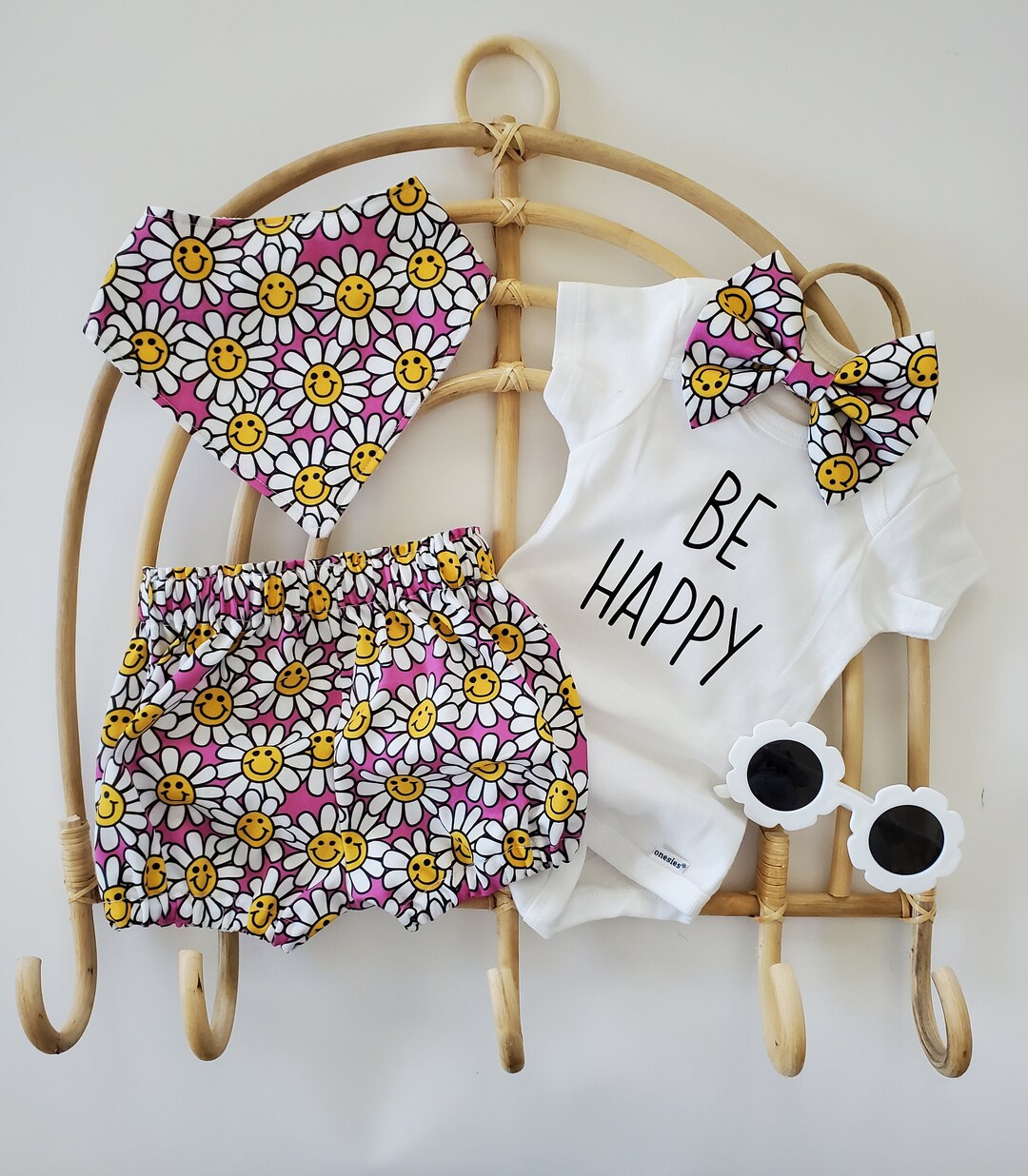 Smiley Face Organic Cotton Baby Bloomers Set: Boho Flower Power - Etsy