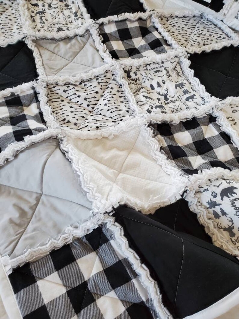 Baby Rag Quilt Woodland Quilt Plaid Rag Quilt Bear Cub - Etsy