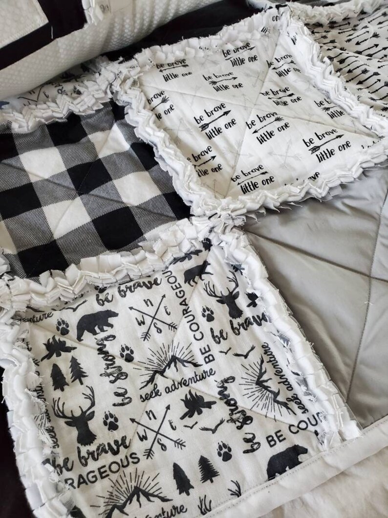 Baby Rag Quilt Woodland Quilt Plaid Rag Quilt Bear Cub - Etsy