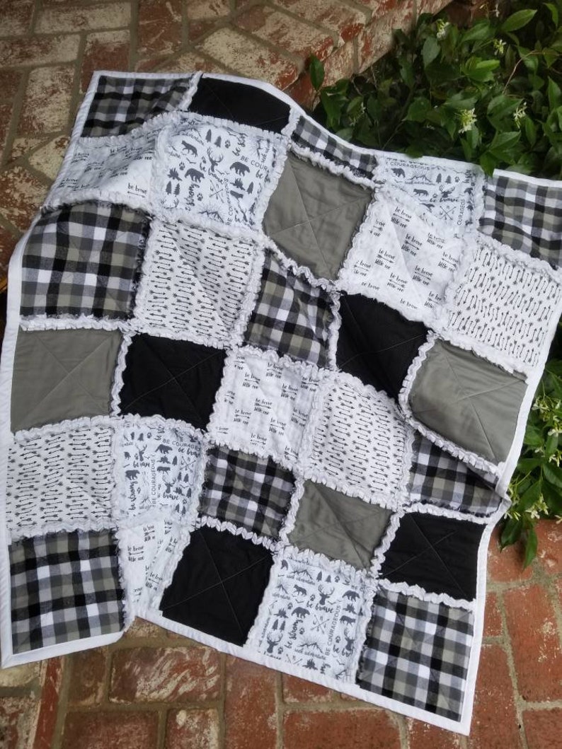 Baby Rag Quilt Woodland Quilt Plaid Rag Quilt Baby Boy Rag | Etsy