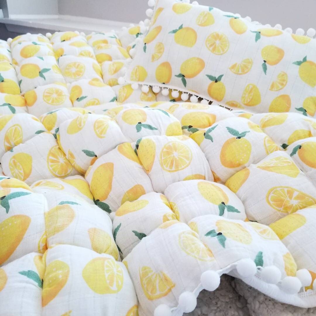 Lemon Blanket Nursery Bedding Lemon Bubble Quilt Puffy - Etsy