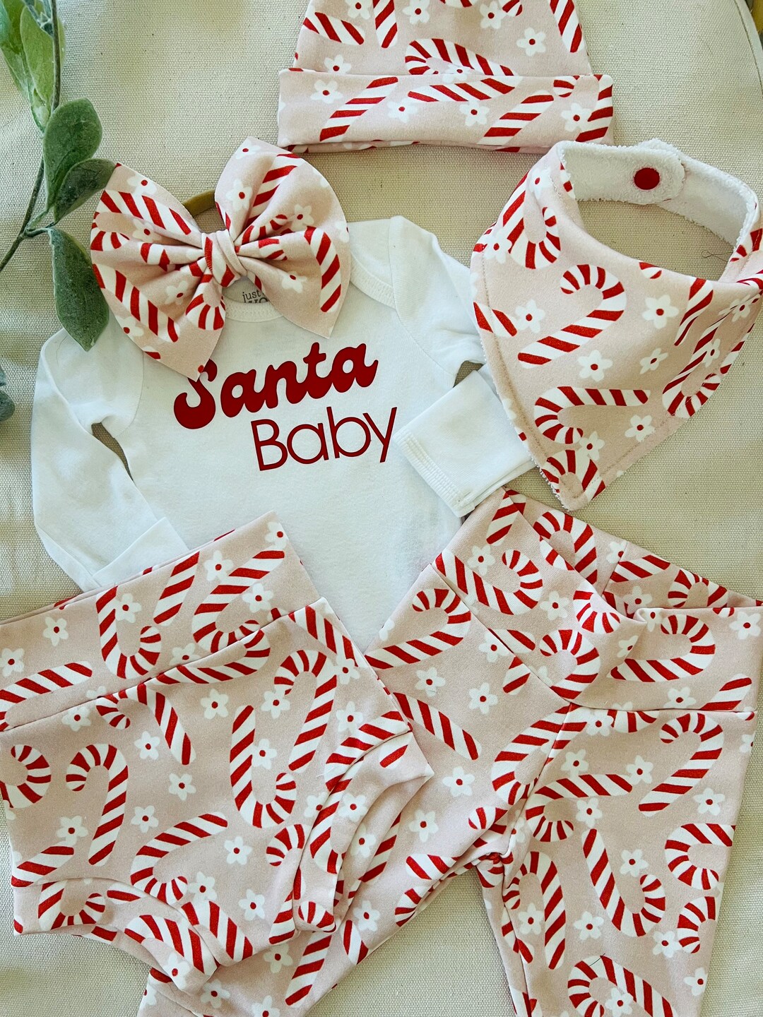 Candy Cane Baby Outfit: Organic Cotton Knit Christmas Bummies or ...