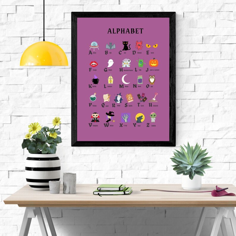 Halloween Alphabet Poster, Digital Download, Large Print, Nursery ...
