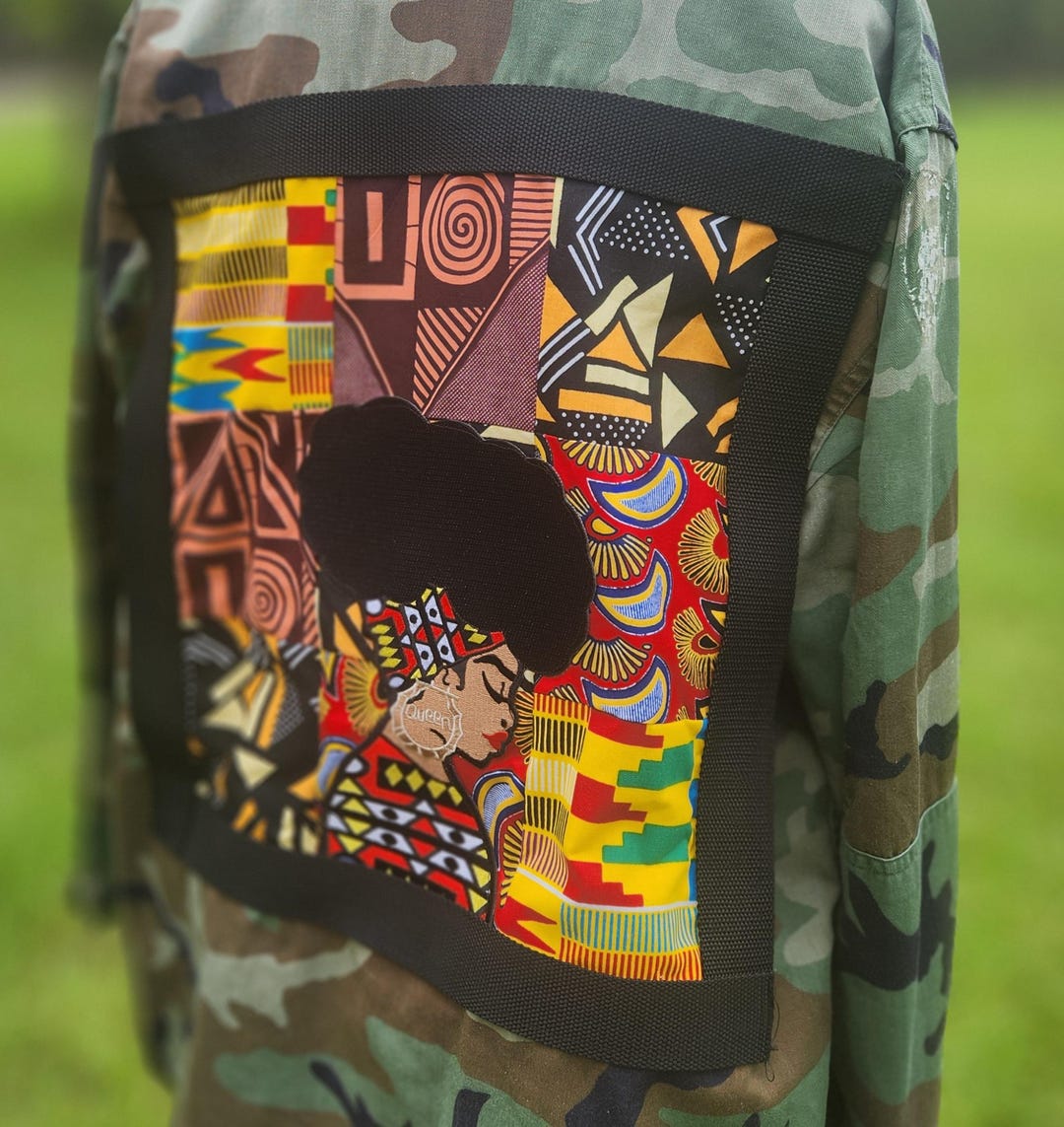 Camo Jacket Vintage BDU Mixed Print Camo Jacket African Print Patchwork ...
