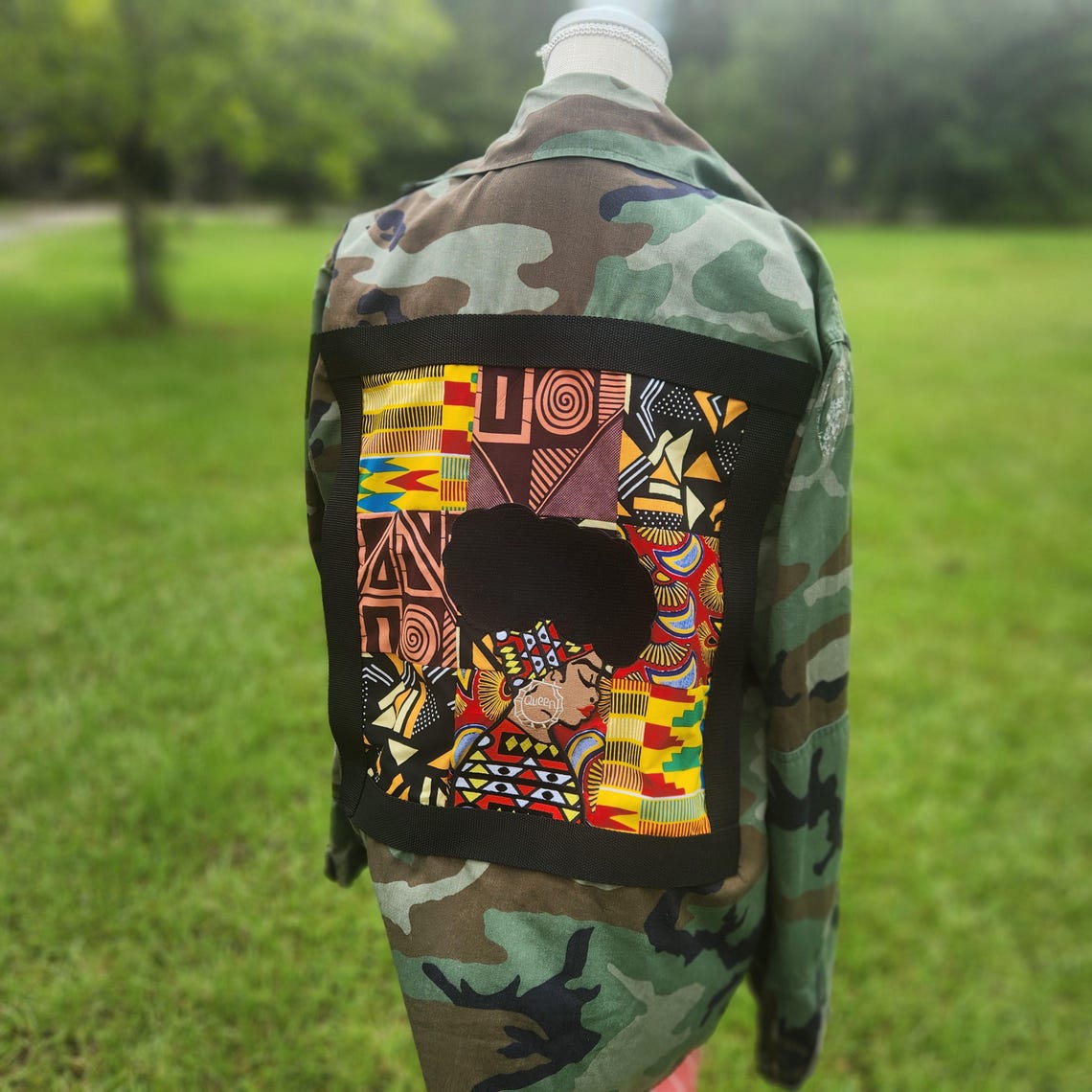 Camo Jacket Vintage BDU Mixed Print Camo Jacket African Print Patchwork ...