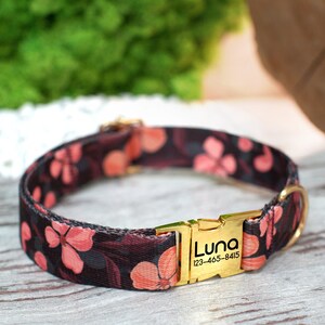 Personalized Flower Dog Collars, Floral Design Dog Collar With Metal ...