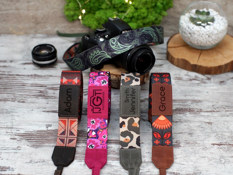 Custom Camera Strap, Photographer Gift, Leather Camera Strap Floral ...