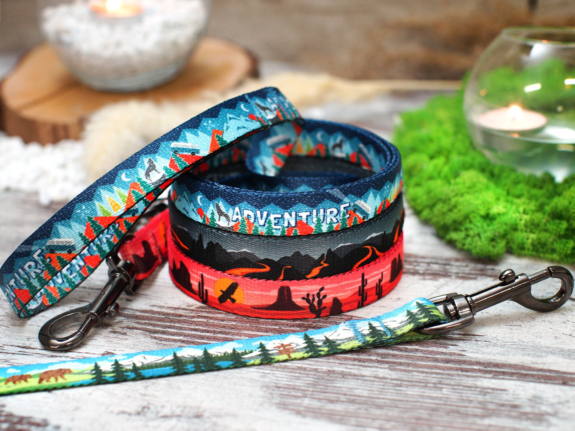 Personalized Nature Dog Leash, Pattern Designer Dog Leash, Print Pet ...