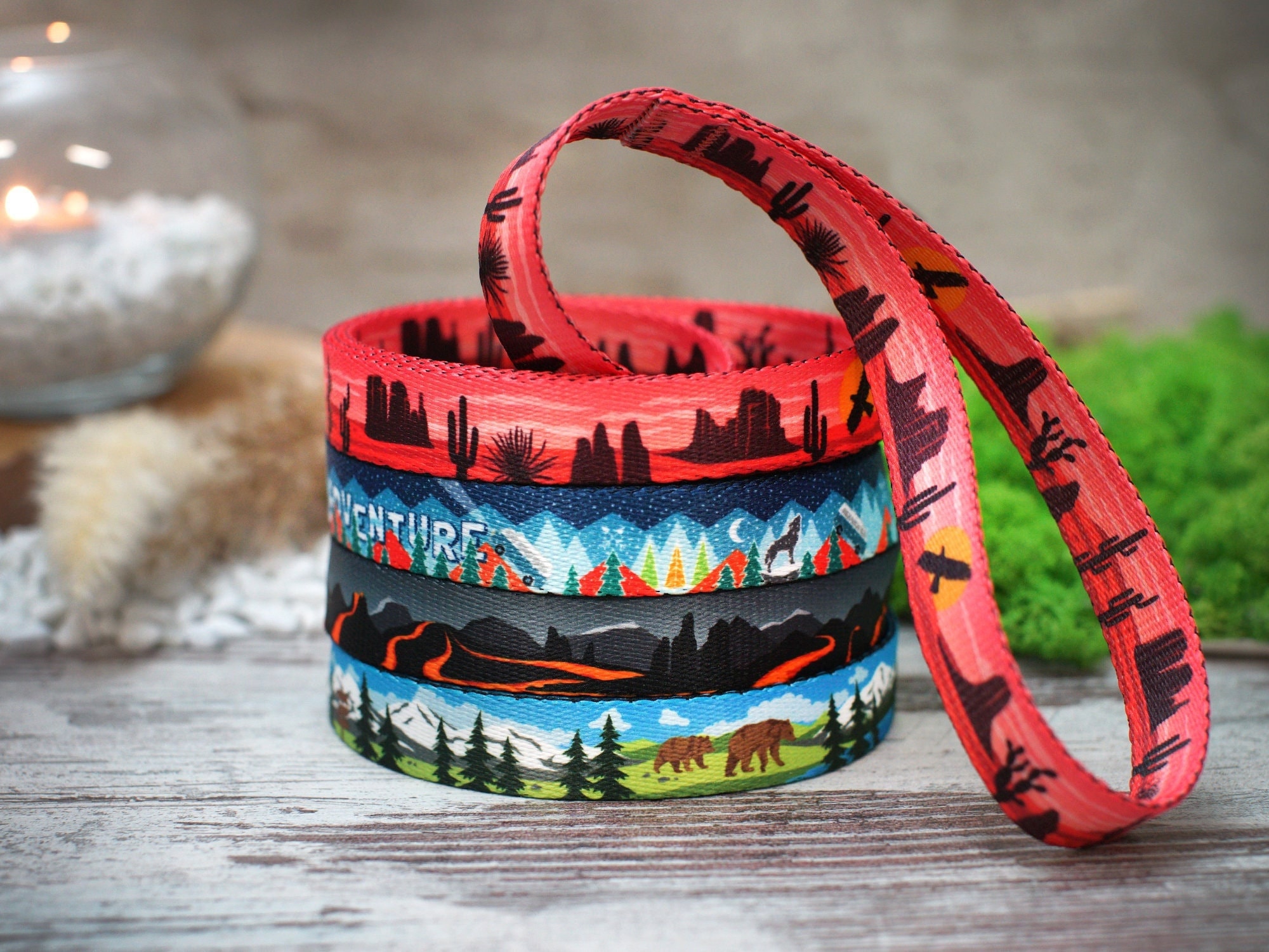 Personalized Nature Dog Leash, Pattern Designer Dog Leash, Print Pet ...