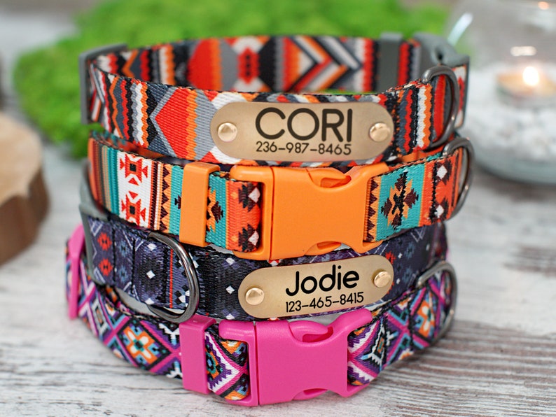 Personalized Dog Collar 7 Different Pattern Available - Etsy