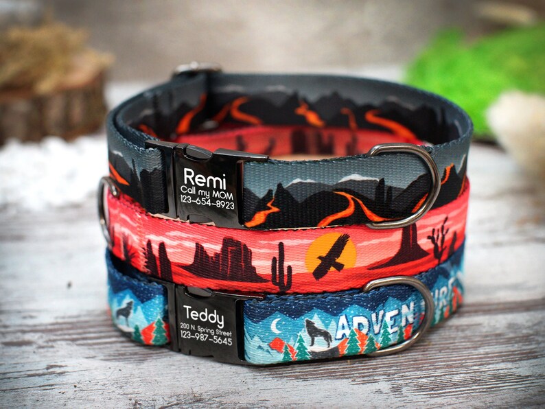 Personalized Dog Collar With Metal Buckle Nature Pattern Dog - Etsy