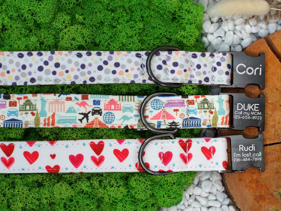 Pattern Dog Collar With Leather Lining, Personalized Dog Collar Soft ...