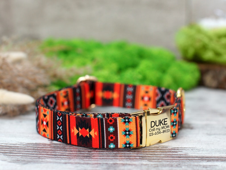 Personalized Dog Collar Pattern Aztec Dog Collar Engraved | Etsy
