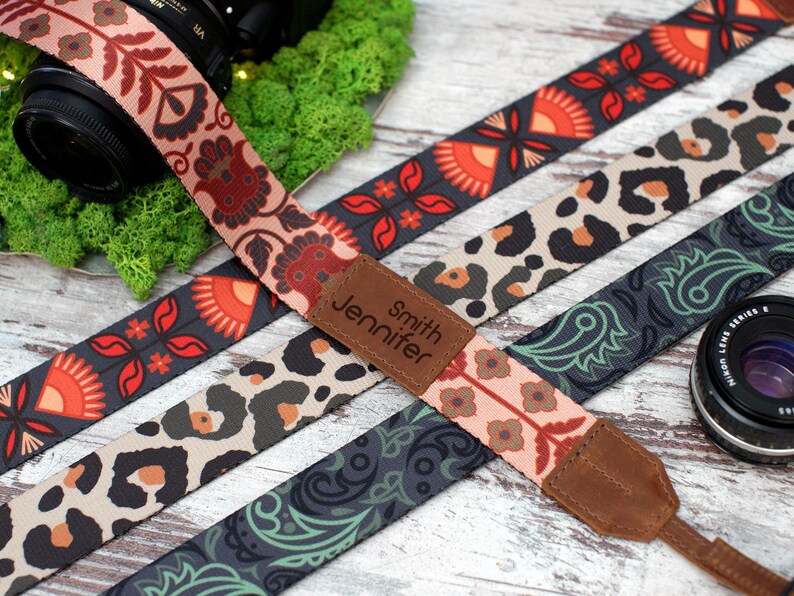 Custom Camera Strap, Photographer Gift, Leather Camera Strap Floral ...
