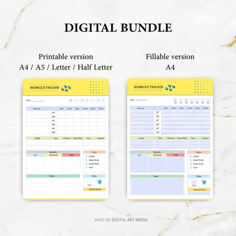 Workout Tracker, Fillable & Printable A4/a5/letter/half Letter PDF ...