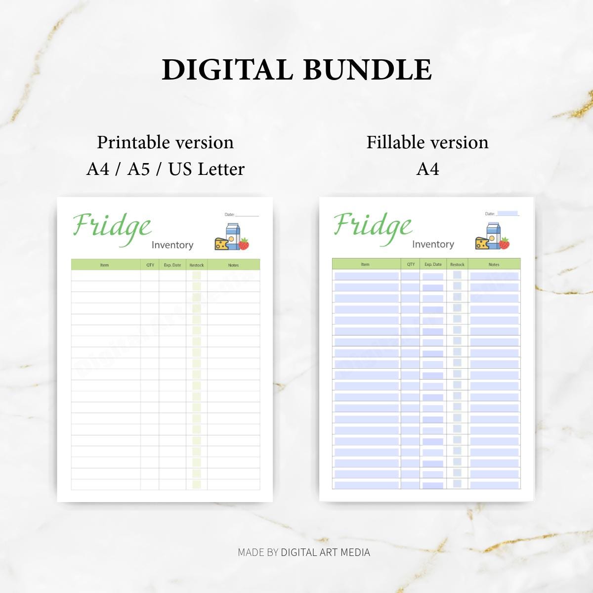 Kitchen Inventory Fillable Printable Planner | Food Inventory ...