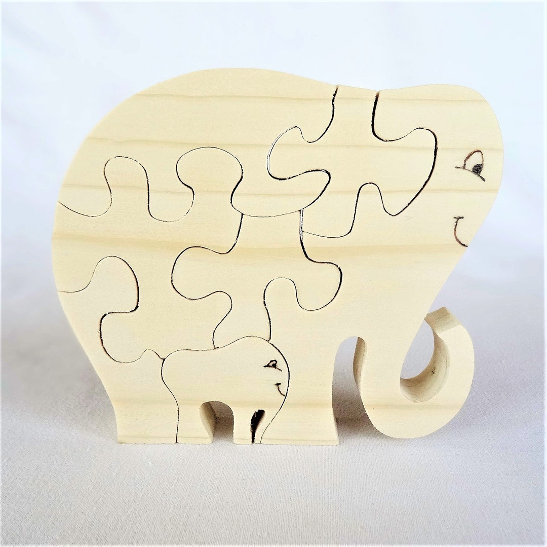 Wooden Puzzle elephant Made of Natural Spruce Scroll Saw, 7 Puzzle ...