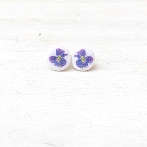 Violet Earrings, Violet Stud Earrings, Purple Earrings, Purple Studs ...