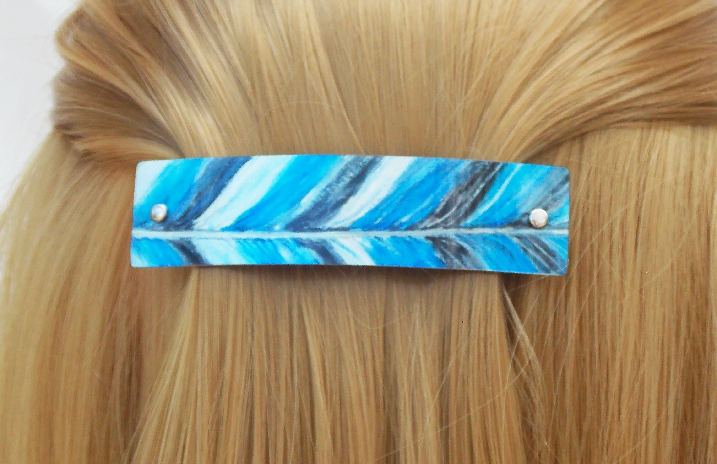 Blue Jay Feather Barrette, Feather Barrette, French Barrette, Blue Jay ...