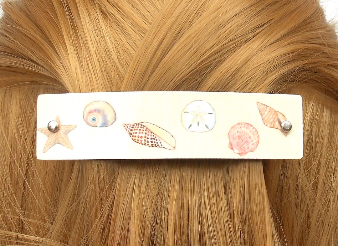 Beach Barrette, Seashell Barrette, French Barrette, Thick Hair, Thin ...