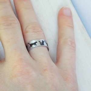 Cat Ring, Cat Rings for Women, Silver Cat Ring, Cat Silhouette Ring ...