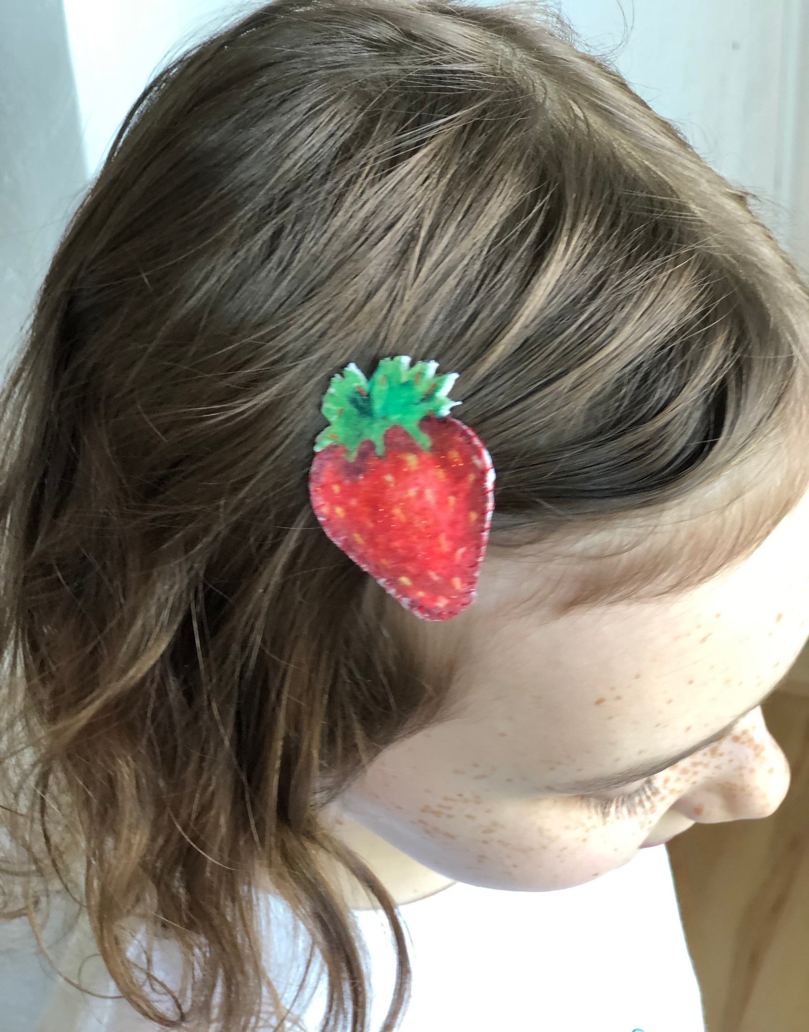 Strawberry snap clip barrette strawberry hair clip for | Etsy