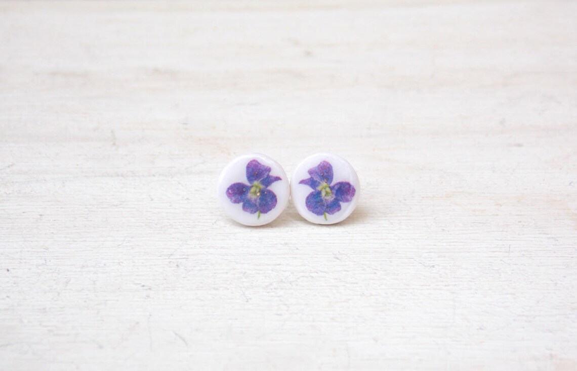 Violet earrings violet stud earrings purple earrings purple | Etsy