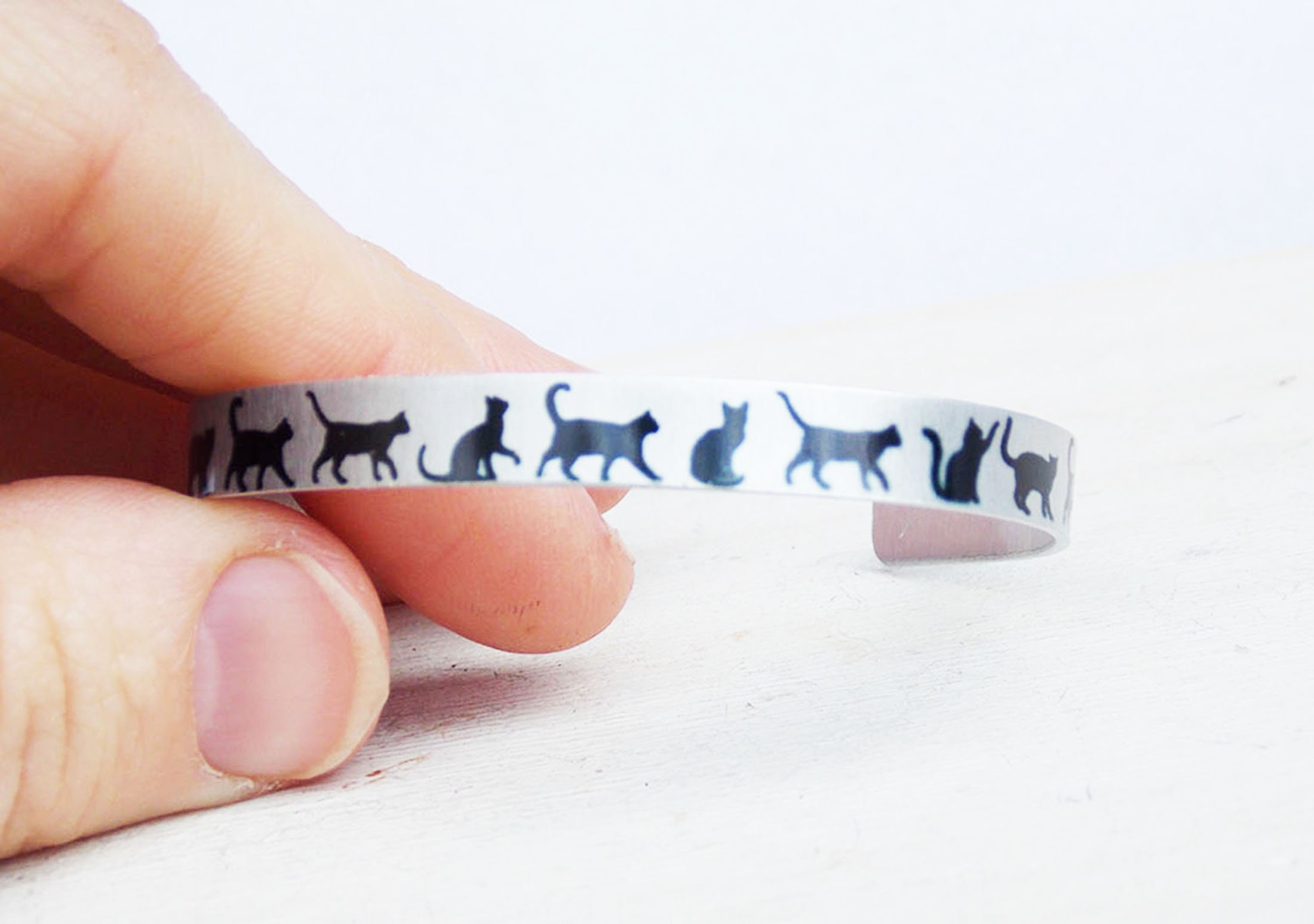 Cat Cuff, Kitty Bracelet, Cat Lover Gift, Cat Jewelry, Cat Silhouette ...