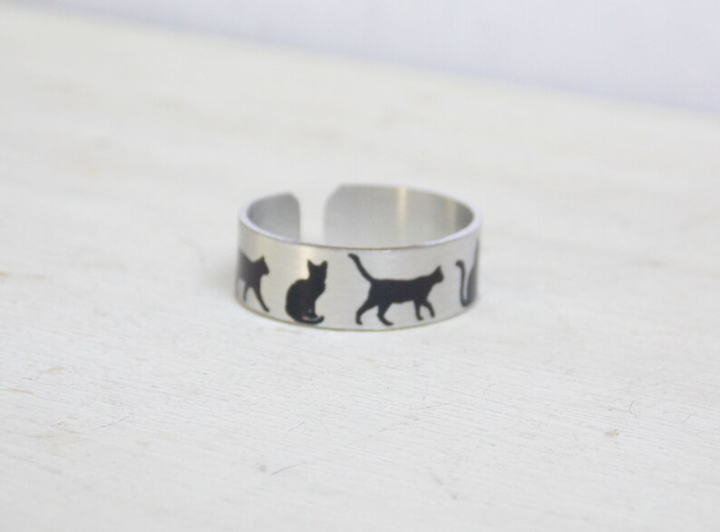 Cat ring cat rings for women silver cat ring cat silhouette | Etsy