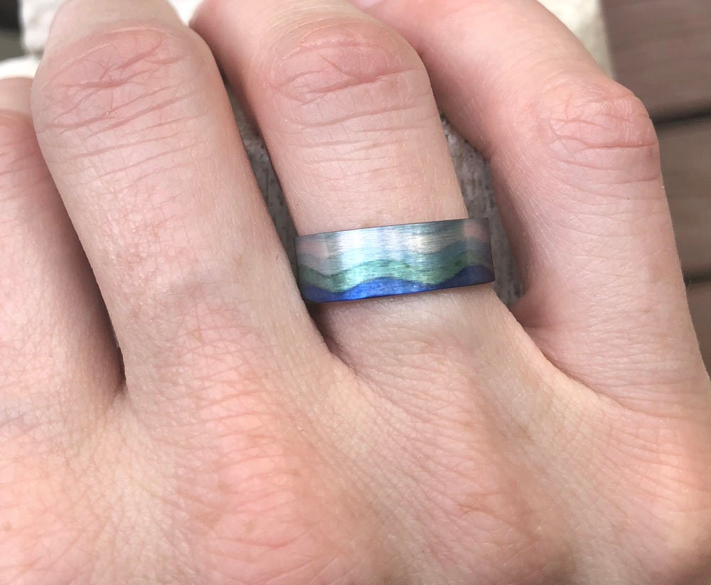 Wave Ring Ocean Ring Ocean Wave Turquoise and Silver Ring | Etsy