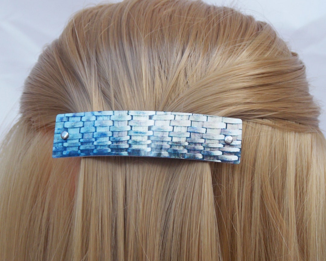 Basket Weave Barrette, Silver French Barrette, Textured Hair Clip ...