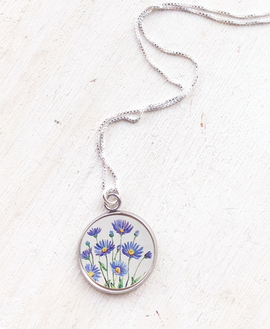 Aster Necklace, September Birth Flower Necklace, Birth Month, September ...