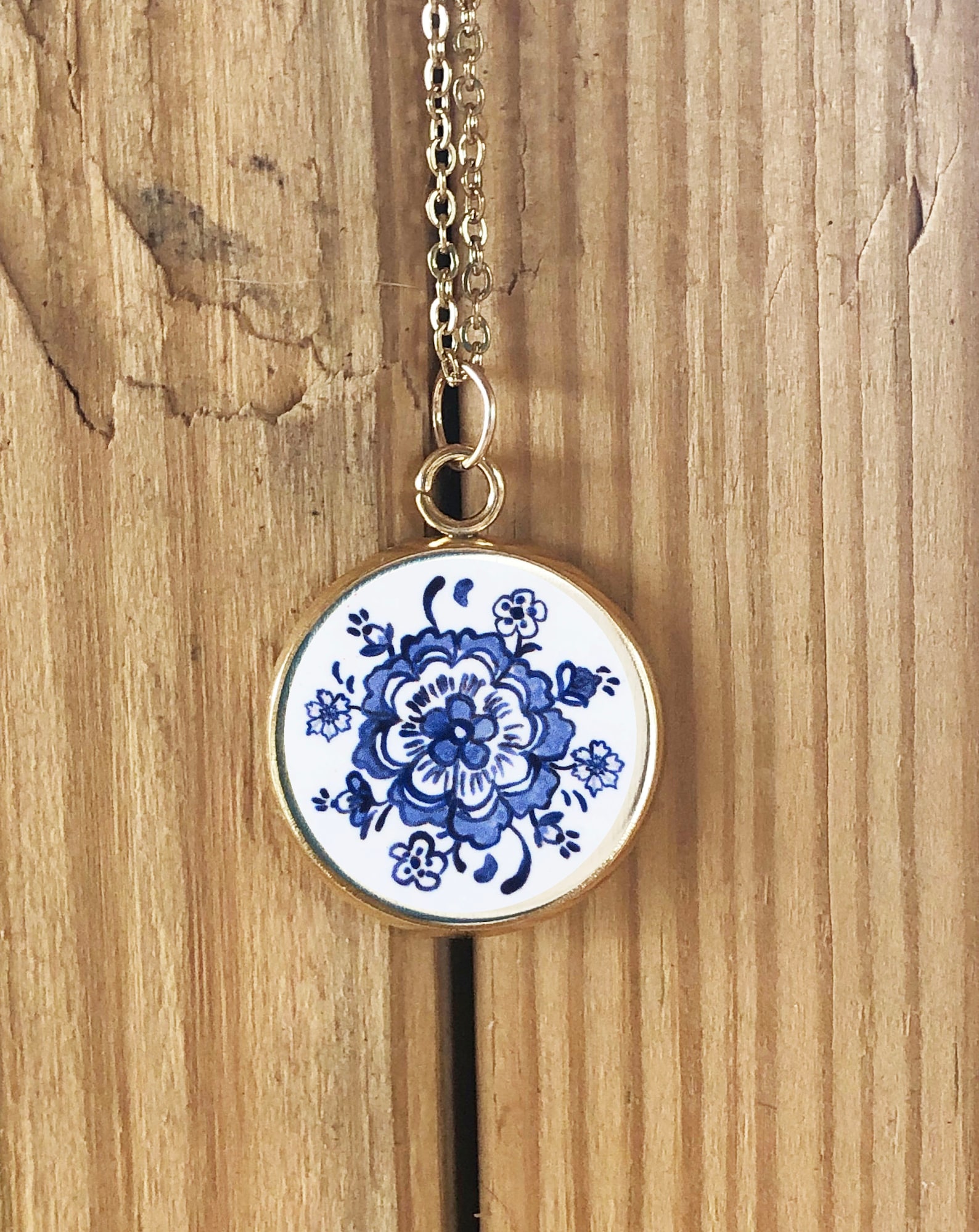 Delft Necklace Delft Floral Delftware Delft Blue Blue and - Etsy