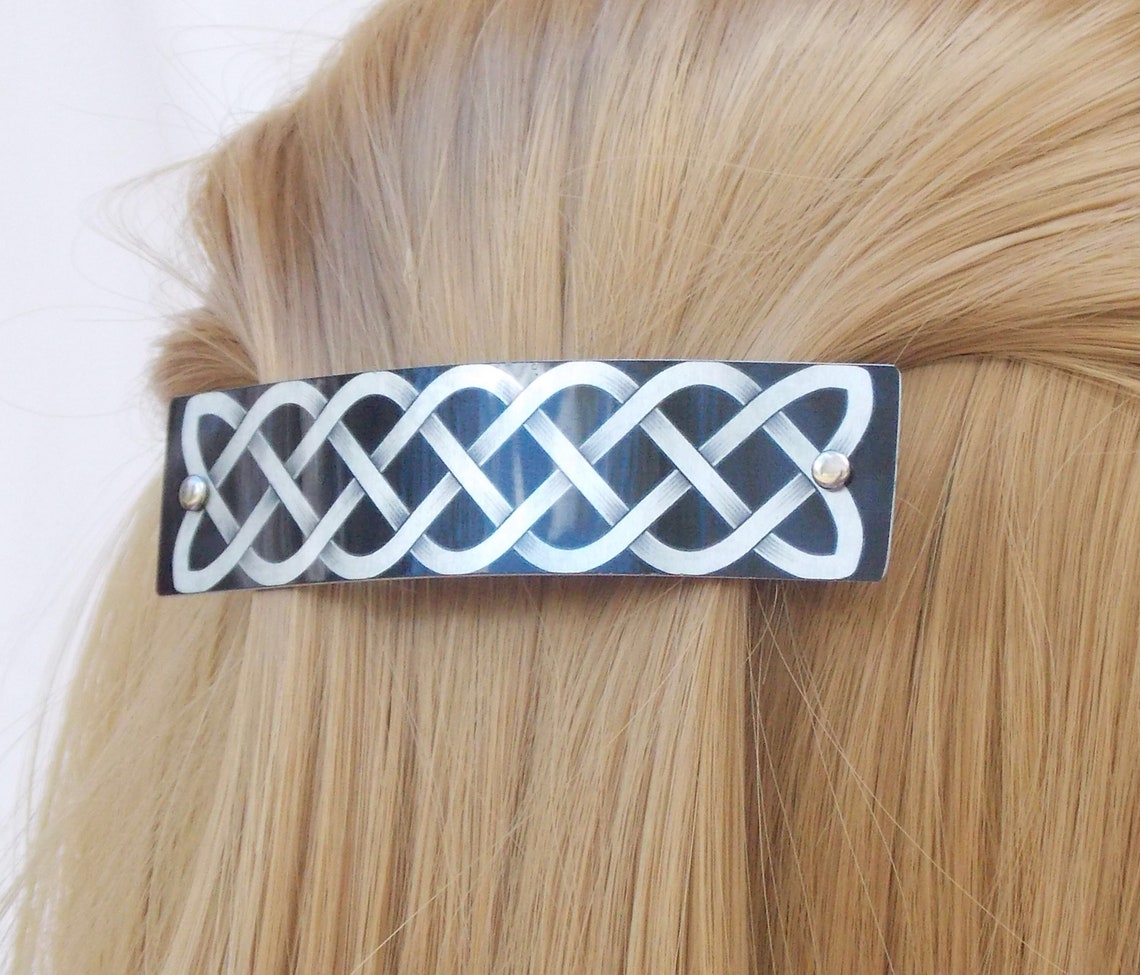 Celtic Knot Barrette French Barrette Black and Silver | Etsy