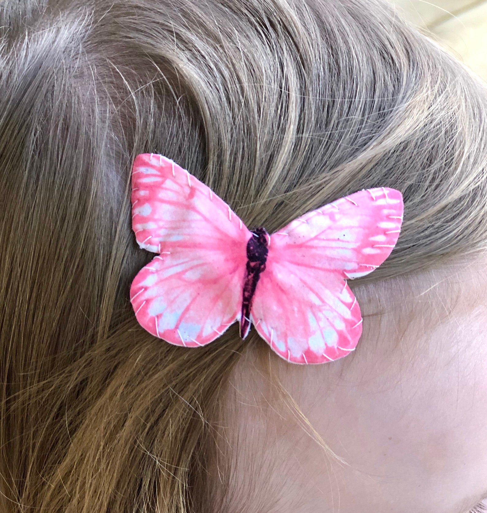 Rose Pink Butterfly Hair Clip Snap Clip for Toddlers Girls | Etsy