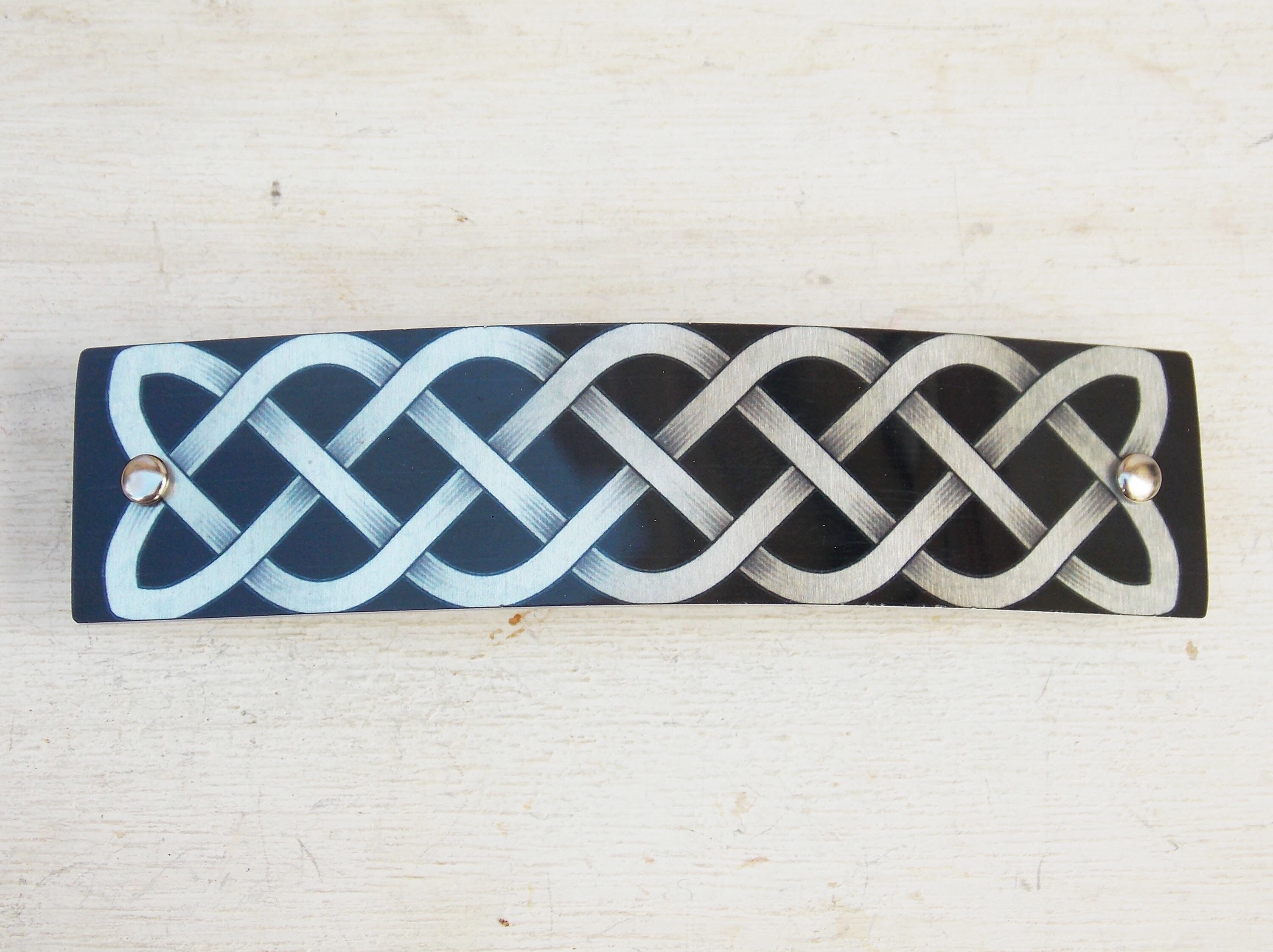 Celtic Knot Barrette French Barrette Black and Silver | Etsy