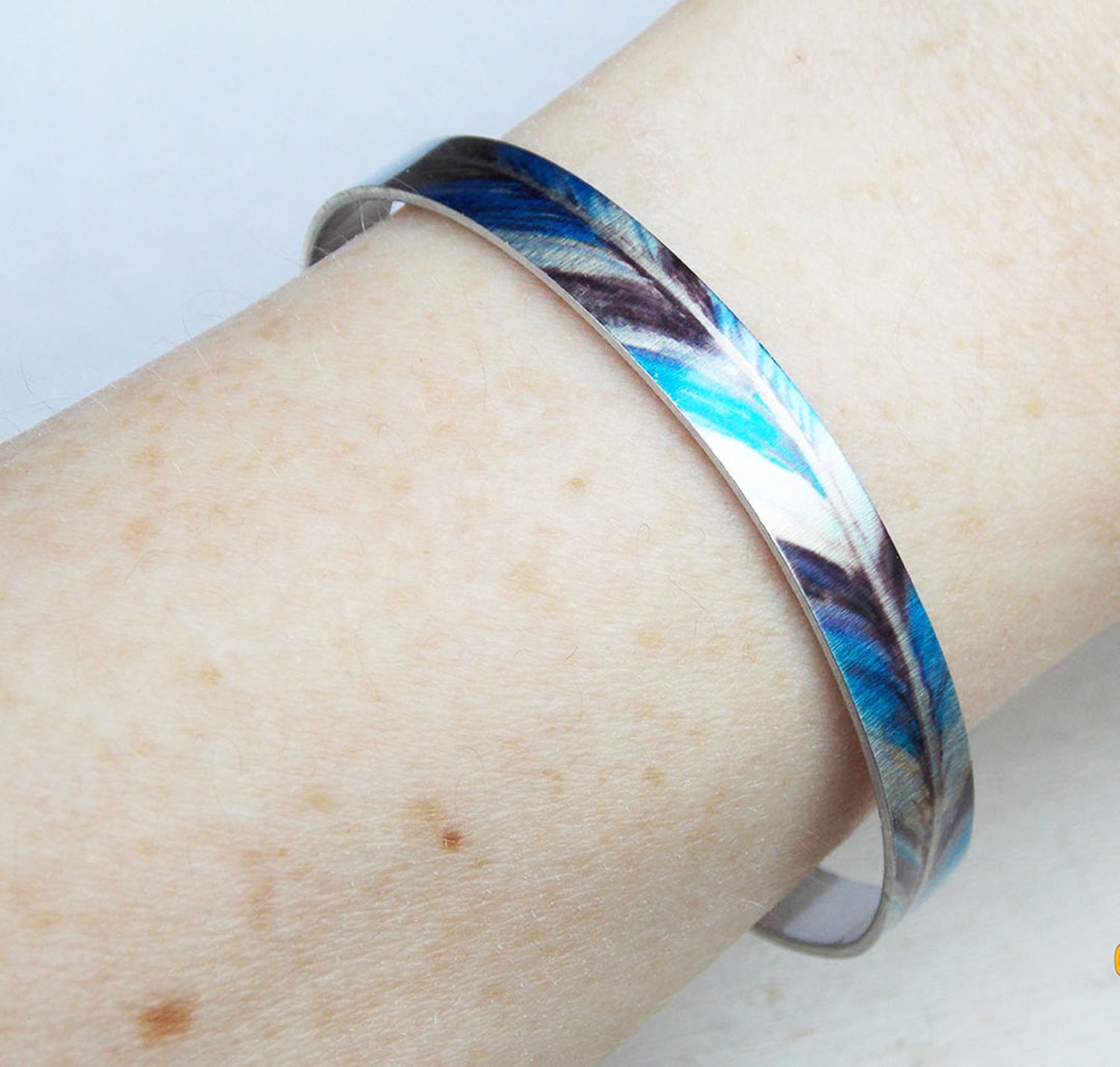 Blue Jay Feather Cuff, Feather Cuff Bracelet, Adjustable Cuff, Bird ...