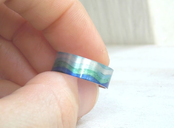 Wave Ring Ocean Ring Ocean Wave Turquoise and Silver Ring | Etsy