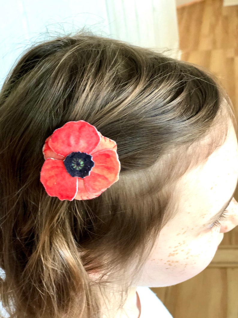 Poppy Flower Snap Clip Hair Clip Barrette for Women Girls | Etsy