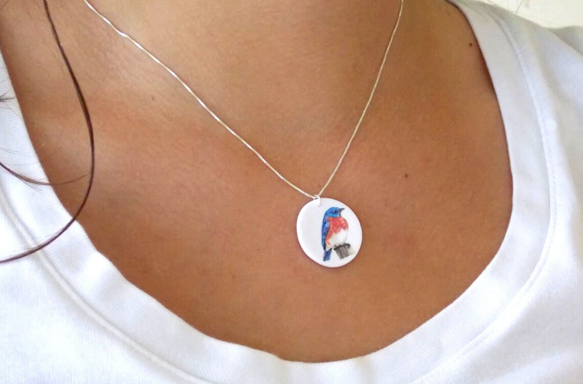 Bluebird Necklace Bluebird Pendant Bird Necklace Bird - Etsy