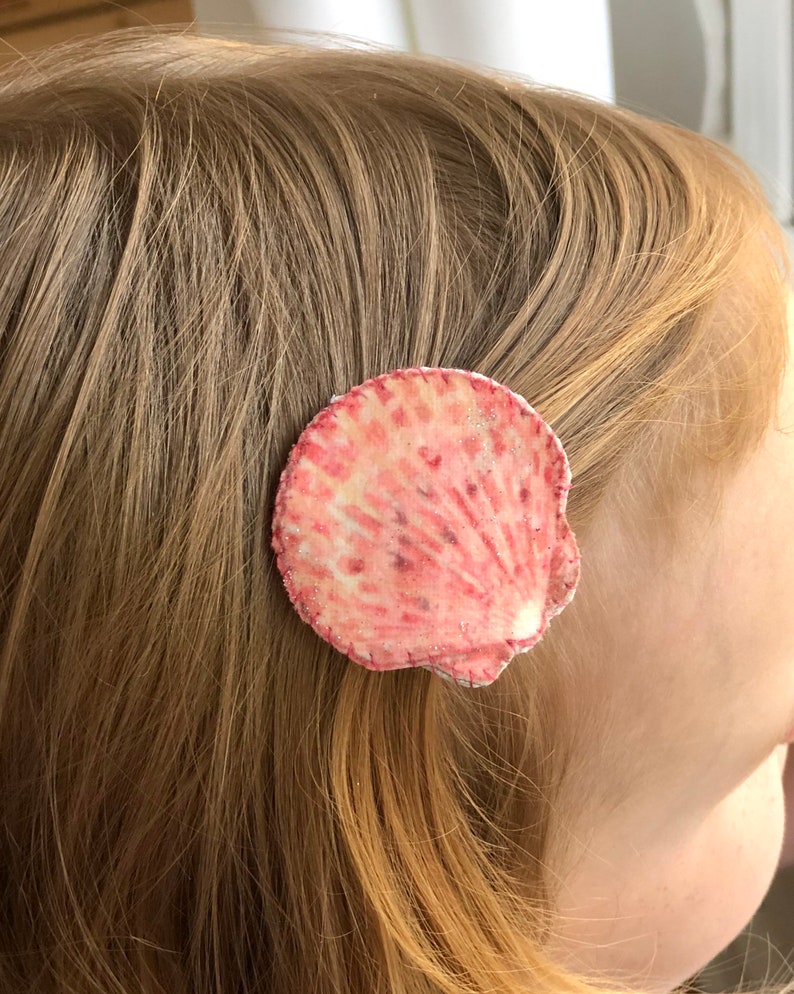 Pink Scallop Shell Snap Clip Seashell Hair Clip Beach | Etsy
