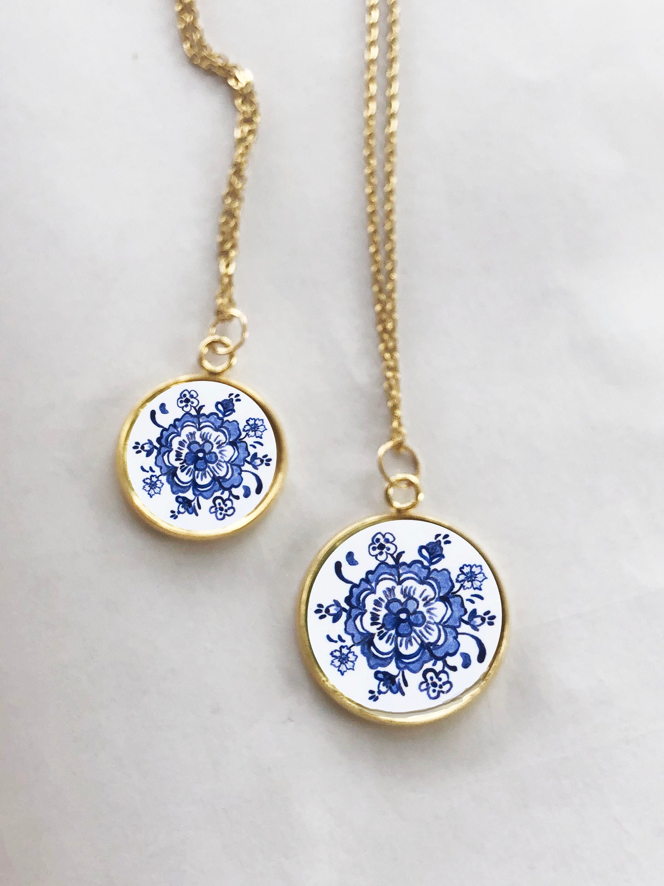 Delft Necklace Delft Floral Delftware Delft Blue Blue and - Etsy