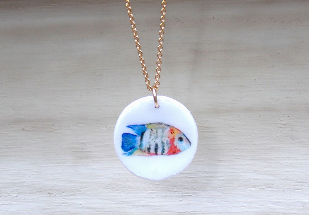 Tropical Fish Necklace, Tropical Fish Pendant, Tropical Fish Charm ...