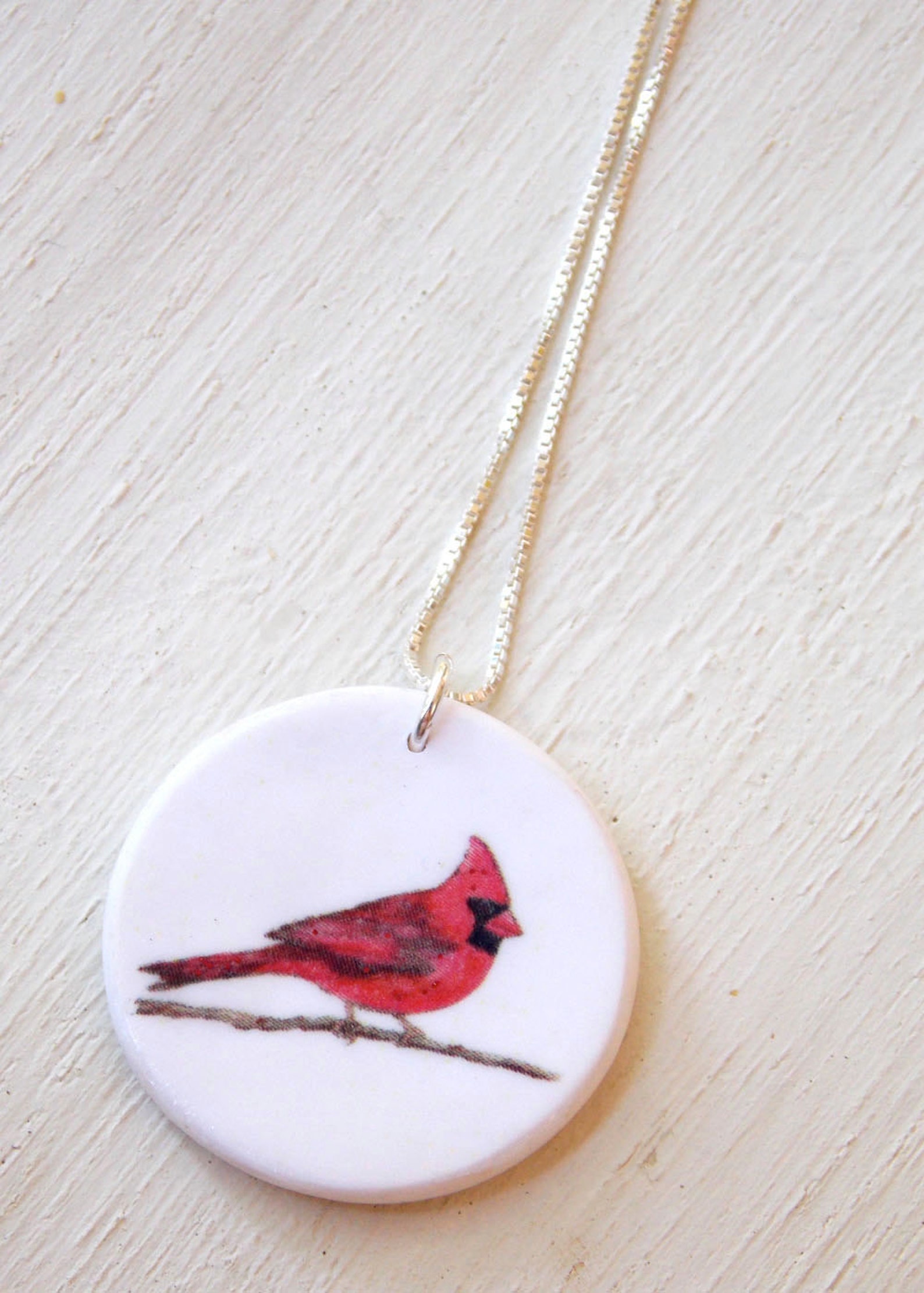 Cardinal Necklace Red Bird Necklace Cardinal Pendant Red - Etsy
