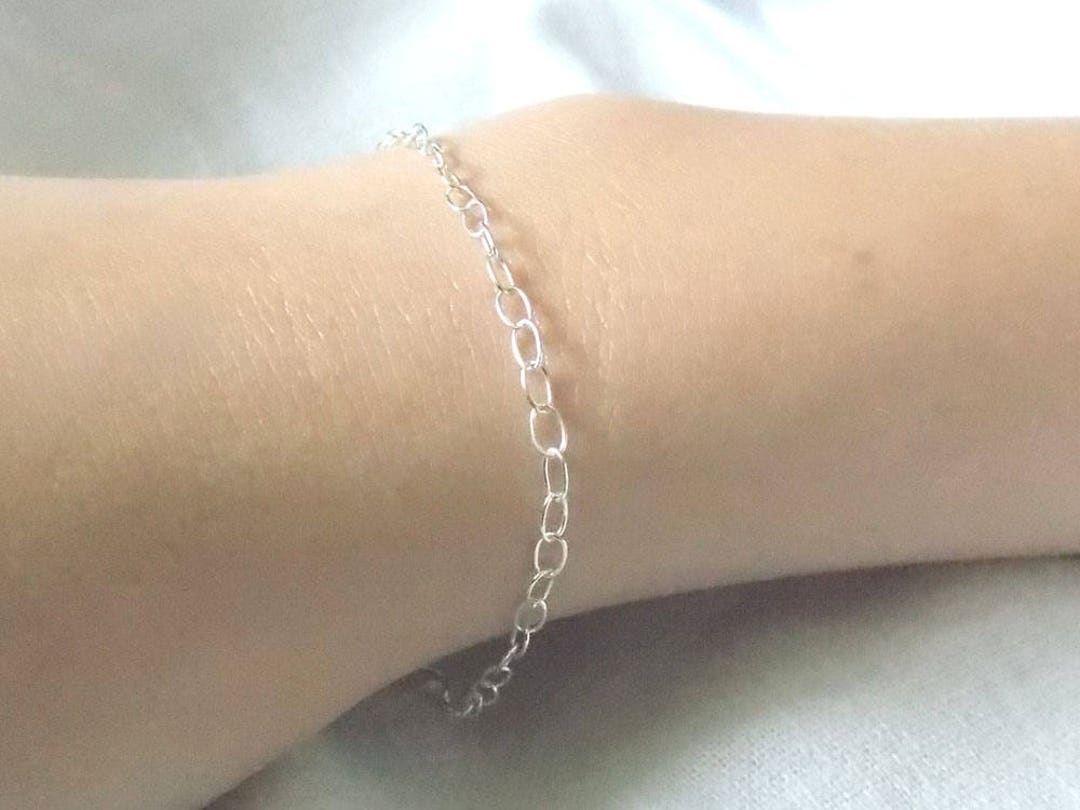 Silver Chain Bracelet, Thin Silver Chain Bracelet, Dainty Silver Chain ...