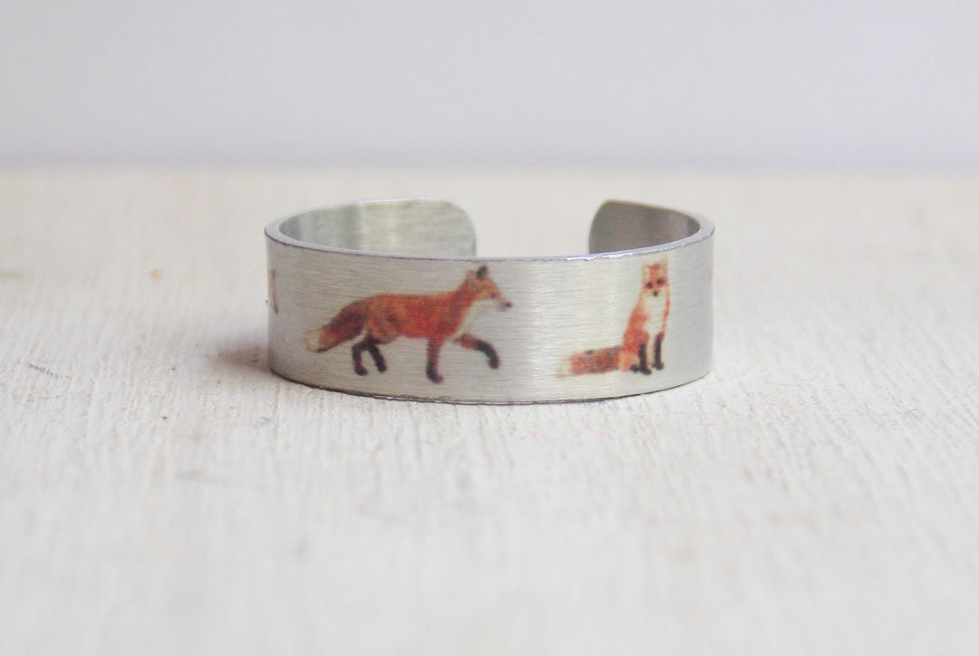 Fox Ring, Red Fox, Silver Fox, Wildlife Jewelry, Adjustable, Foxes Ring ...